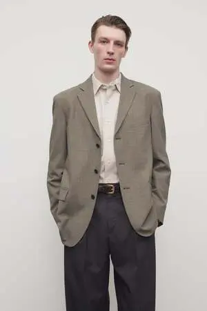 THE ROW Poe Jacket In Wool - Basalt Beach