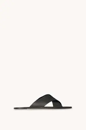 THE ROW Malick Cross Leather Sandals - Black