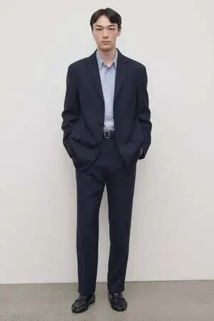 THE ROW Seth Virgin Wool Pant - Navy
