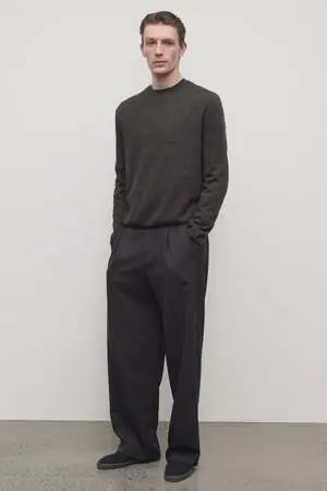 THE ROW Thom Wool Pants - Dark Brown