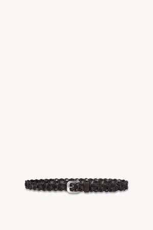 THE ROW Braided Leather Belt - Dark Brown