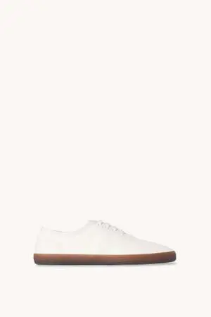 THE ROW Fynn Cotton Sneakers - Ivory / Smoked Brown