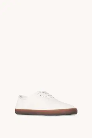THE ROW Fynn Cotton Sneakers - Ivory / Smoked Brown