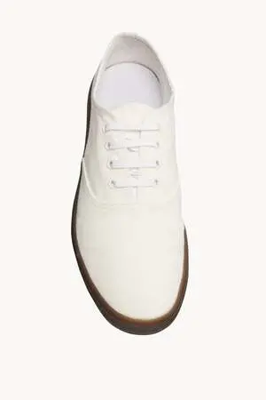 THE ROW Fynn Cotton Sneakers - Ivory / Smoked Brown