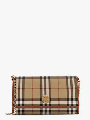 Burberry Coated Canvas Shoulder Bag With Check Pattern