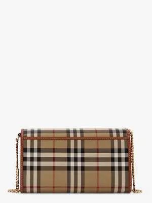 Burberry Coated Canvas Shoulder Bag With Check Pattern