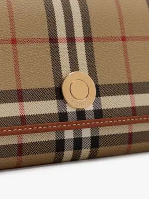 Burberry Coated Canvas Shoulder Bag With Check Pattern