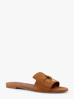 Loro Piana Suede Summer Charms Flat Sandals