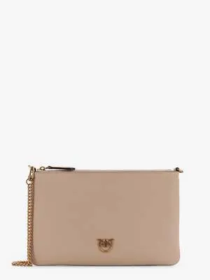 Pinko Flat Love Leather Shoulder Bag