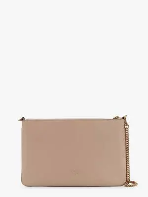 Pinko Flat Love Leather Shoulder Bag