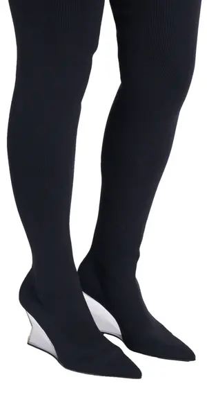 Balmain Wedge Knit Thigh-high Boots