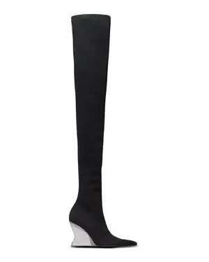 Balmain Wedge Knit Thigh-high Boots
