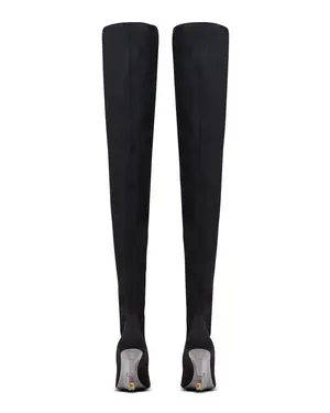 Balmain Wedge Knit Thigh-high Boots