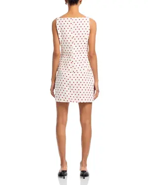 WAYF Joan Button Front Top - Ivory/red