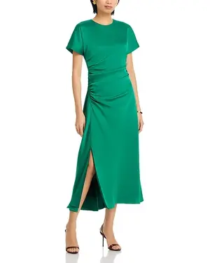 Simkhai Marabella Short Sleeve Draped Midi Dress - Kelly Green
