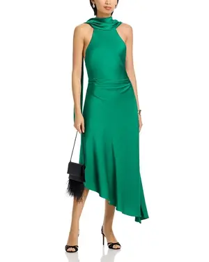 Simkhai Monica Satin Midi Dress - Kelly Green