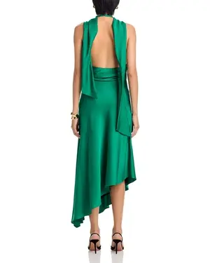 Simkhai Monica Satin Midi Dress - Kelly Green