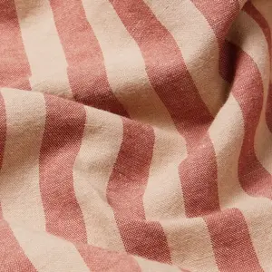 PIGLET IN BED Pembroke Stripe Linen Flat Sheet, Twin - Sandstone Red