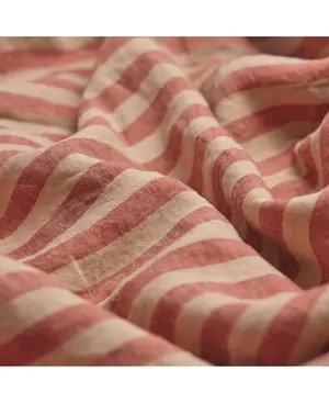PIGLET IN BED Pembroke Stripe Linen Blend Flat Sheet, Twin - Sandstone Red