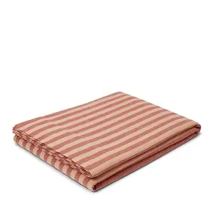 PIGLET IN BED Pembroke Stripe Linen Flat Sheet, Twin - Sandstone Red