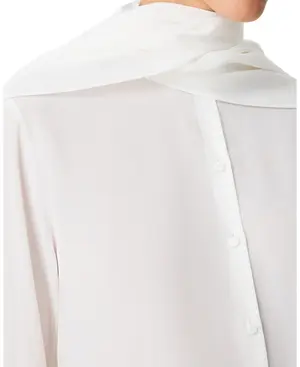 Another Tomorrow Signature Bow Blouse - Off White