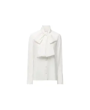 Another Tomorrow Signature Bow Blouse - Off White