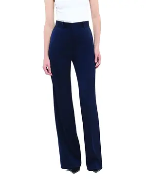 Another Tomorrow Wide Leg Suit Pant - Navy