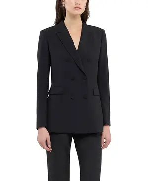 Another Tomorrow Double Breasted Jacket - Black