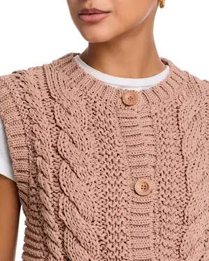 Aqua Sleeveless Cable Knit Sweater