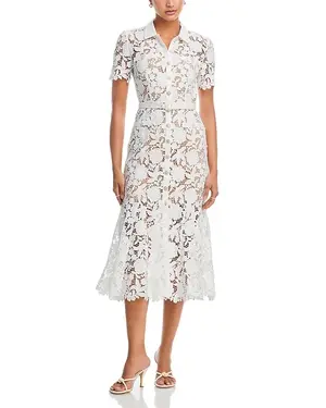 SELF-PORTRAIT Lace Collared Midi Dress