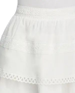 Aqua Embroidered Tier Mini Skirt