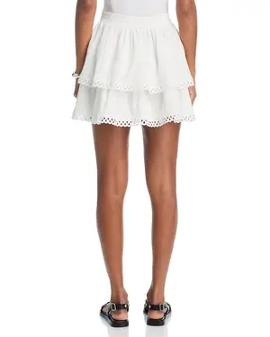 Aqua Embroidered Tier Mini Skirt