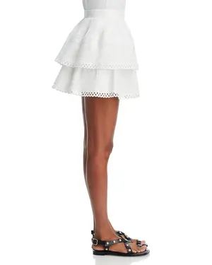 Aqua Embroidered Tier Mini Skirt