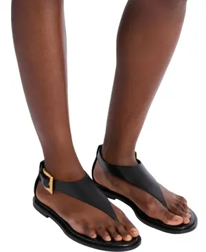 Balmain Anthem Flat Toe Post Sandals - Black