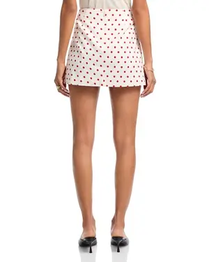 WAYF Elle Mini Skirt - Ivory/red