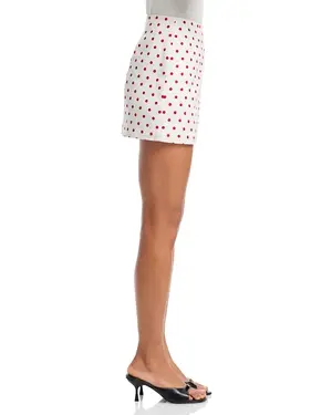 WAYF Elle Mini Skirt - Ivory/red
