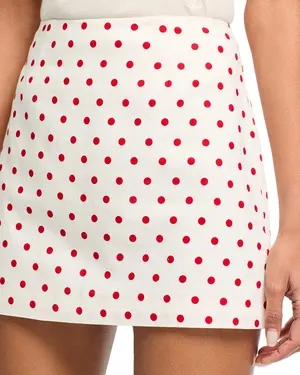 WAYF Elle Mini Skirt - Ivory/red