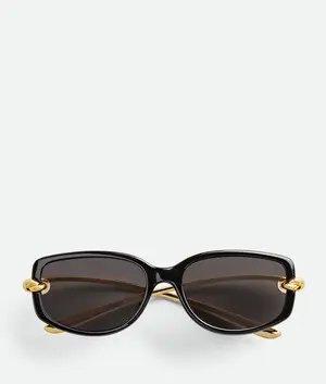 BOTTEGA  VENETA Knot Rectangular Sunglasses - Black/gray