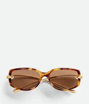 BOTTEGA  VENETA Knot Rectangular Sunglasses - Havana/brown
