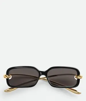 BOTTEGA  VENETA Knot Rectangular Sunglasses - Black/gray
