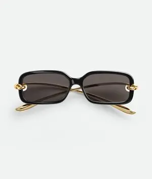 Bottega Veneta Knot Rectangular Sunglasses - Black/grey