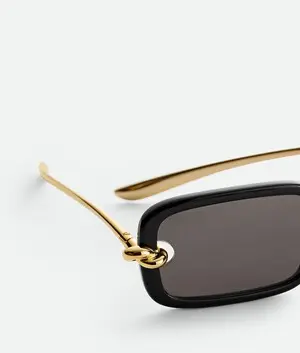 Bottega Veneta Knot Rectangular Sunglasses - Black/grey