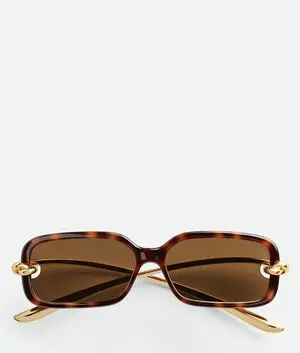BOTTEGA  VENETA Knot Rectangular Sunglasses - Havana/brown