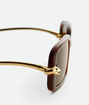Bottega Veneta Knot Rectangular Sunglasses - Havana/brown