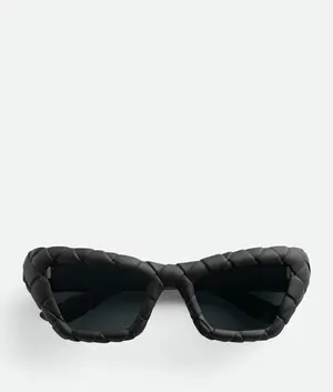 BOTTEGA  VENETA Intrecciato Cat Eye Sunglasses - Black/gray