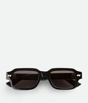 BOTTEGA  VENETA Intrecciato Rectangular Sunglasses - Black/gray