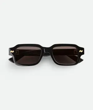 Bottega Veneta Intrecciato Rectangular Sunglasses - Black/grey