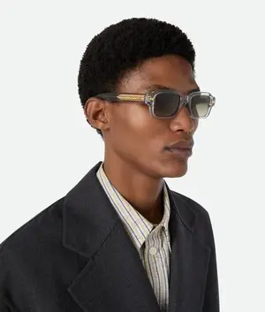 BOTTEGA  VENETA Intrecciato Rectangular Sunglasses