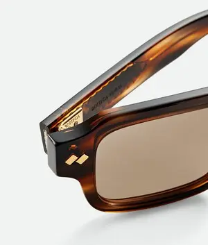 Bottega Veneta Intrecciato Rectangular Sunglasses - Havana/brown