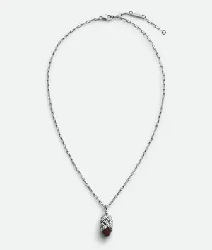BOTTEGA  VENETA Intreccio Pendant Necklace - Blood Stone